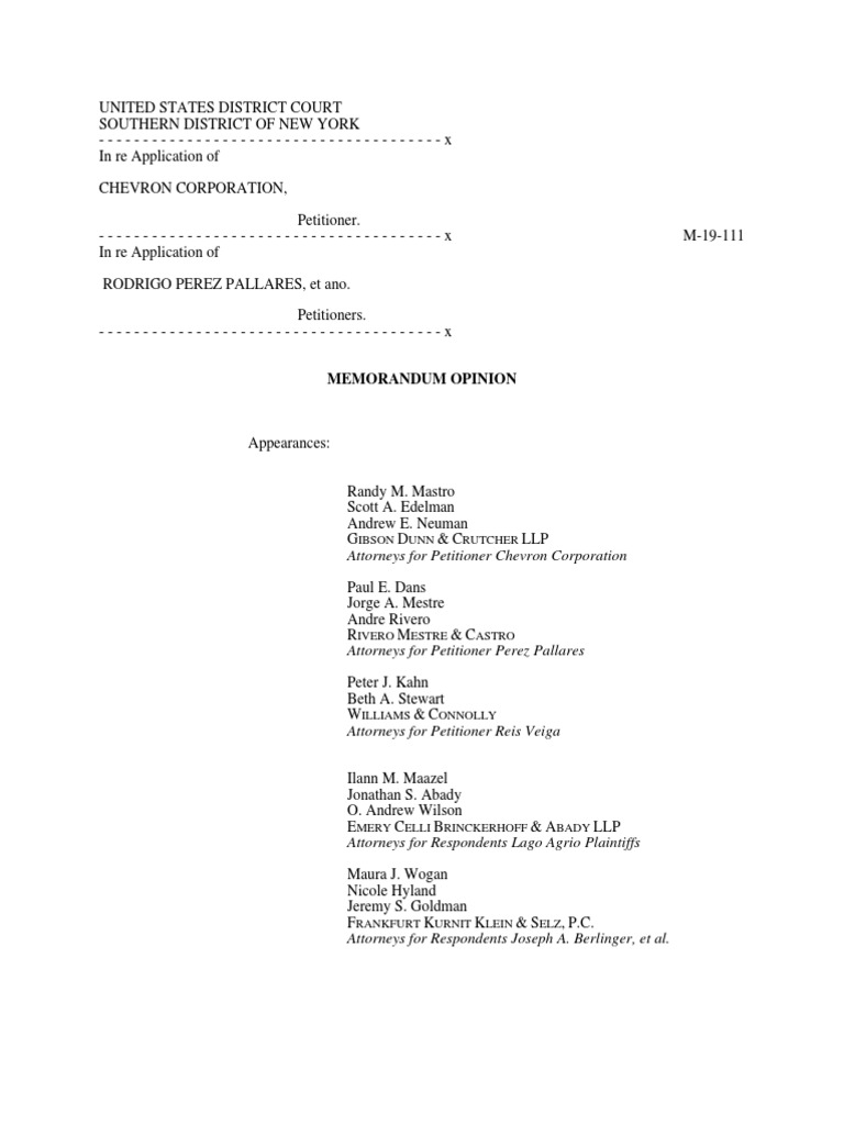 Chevron Corp. Subpoena Appeal Analysis | PDF | Lawsuit | Government ...