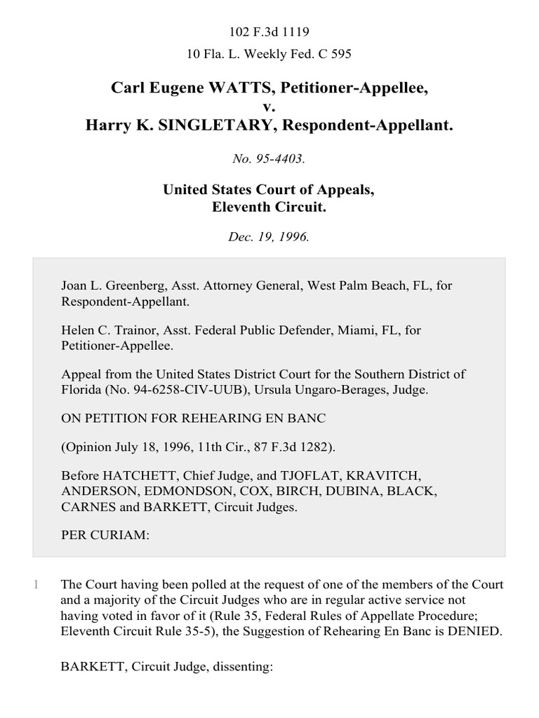 Carl Eugene Watts v. Harry K. Singletary, 102 F.3d 1119, 11th Cir ...