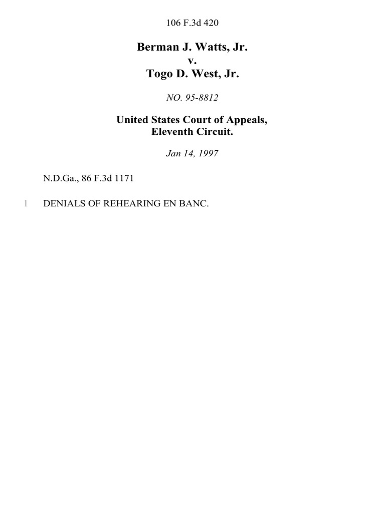 Berman v. West: En Banc Denial Case | PDF