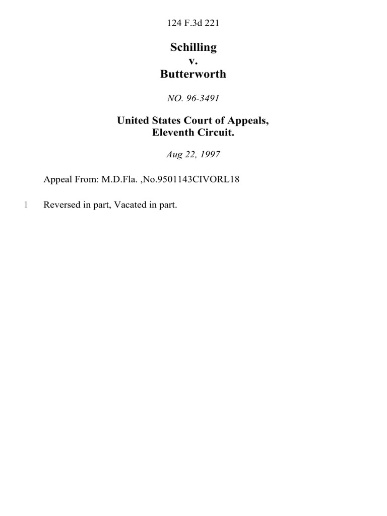 Schilling v. Butterworth, 124 F.3d 221, 11th Cir. (1997) | PDF