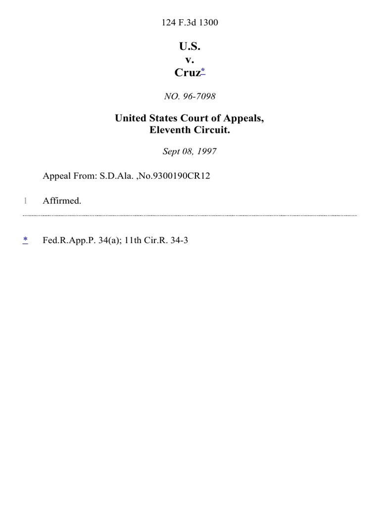United States v. Cruz, 124 F.3d 1300, 11th Cir. (1997) | Download Free ...