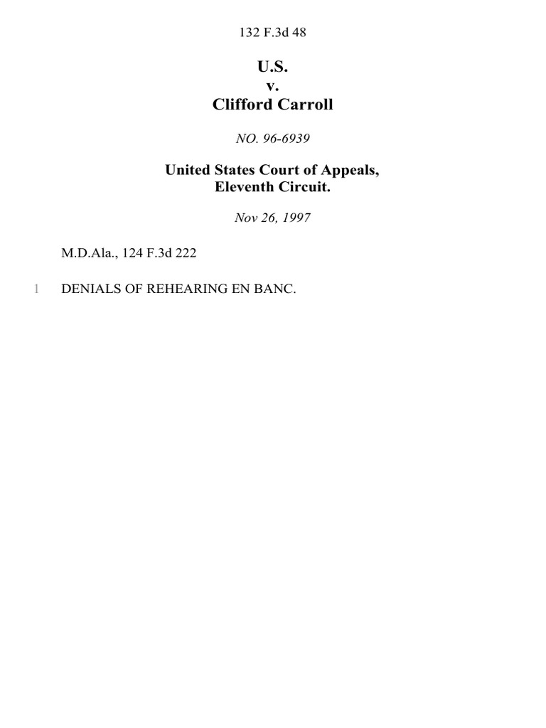 United States v. Clifford Carroll, 132 F.3d 48, 11th Cir. (1997) | PDF ...