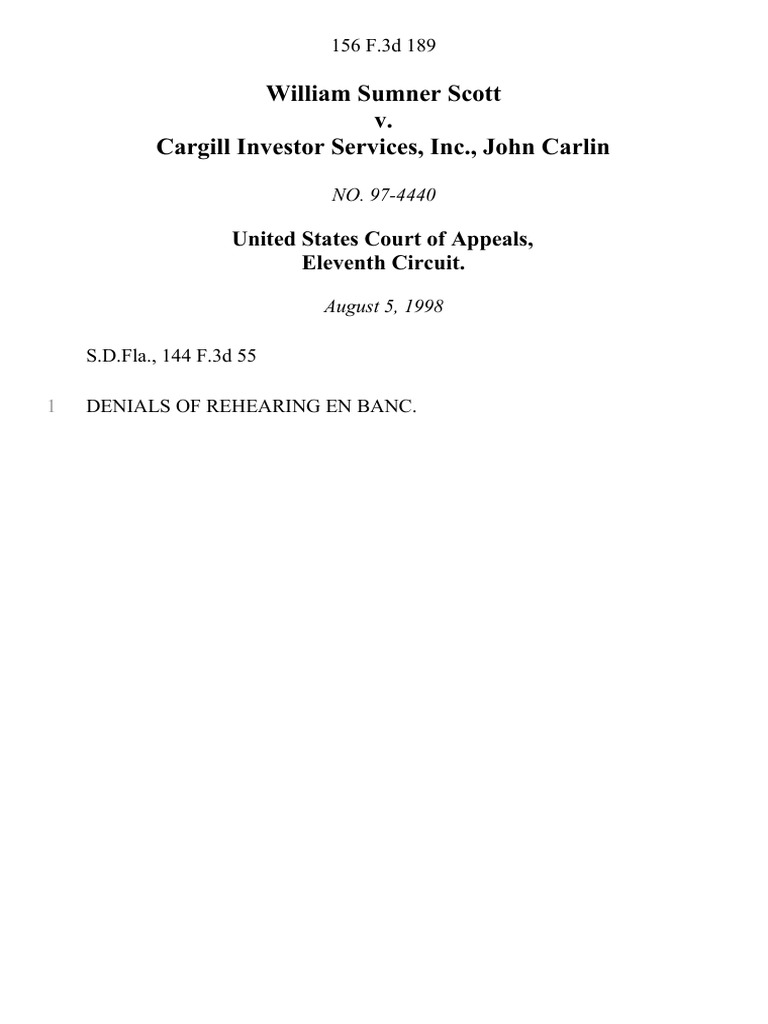 William Sumner Scott v. Cargill Investor Services, Inc., John Carlin ...