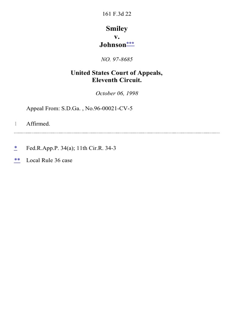 Smiley v. Johnson, 161 F.3d 22, 11th Cir. (1998) | PDF