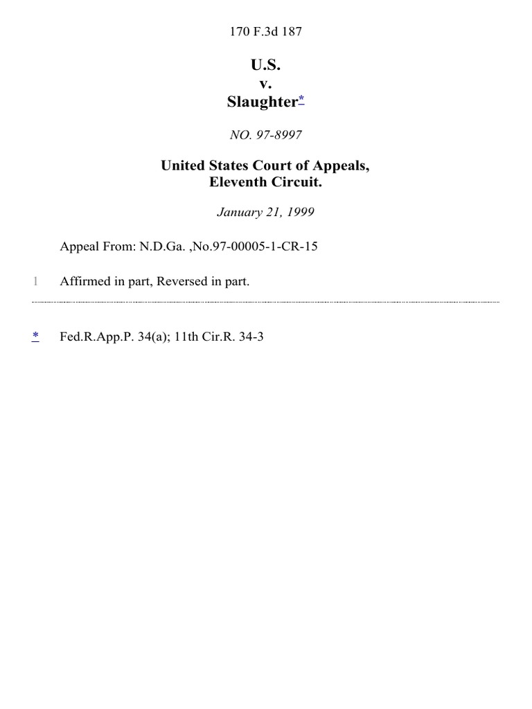 United States v. Slaughter, 170 F.3d 187, 11th Cir. (1999) | PDF