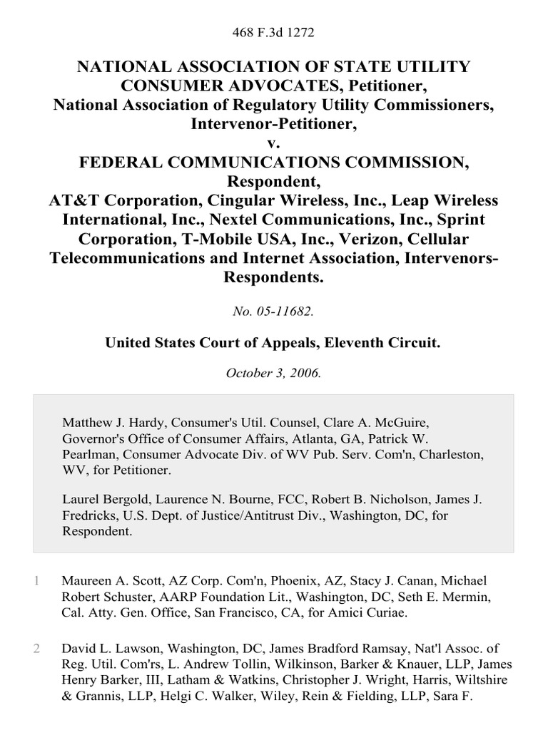 NASUCA v. FCC, 468 F.3d 1272, 11th Cir. (2006) | PDF