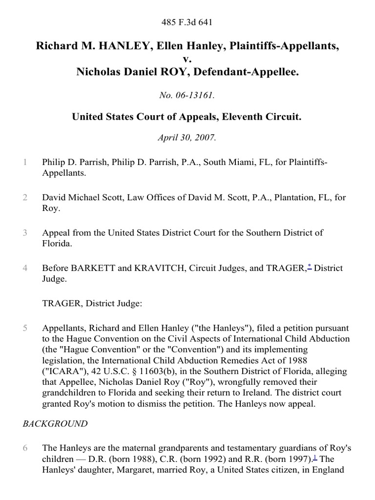 Richard M. Hanley v. Nicholas Daniel Roy, 485 F.3d 641, 11th Cir. (2007 ...