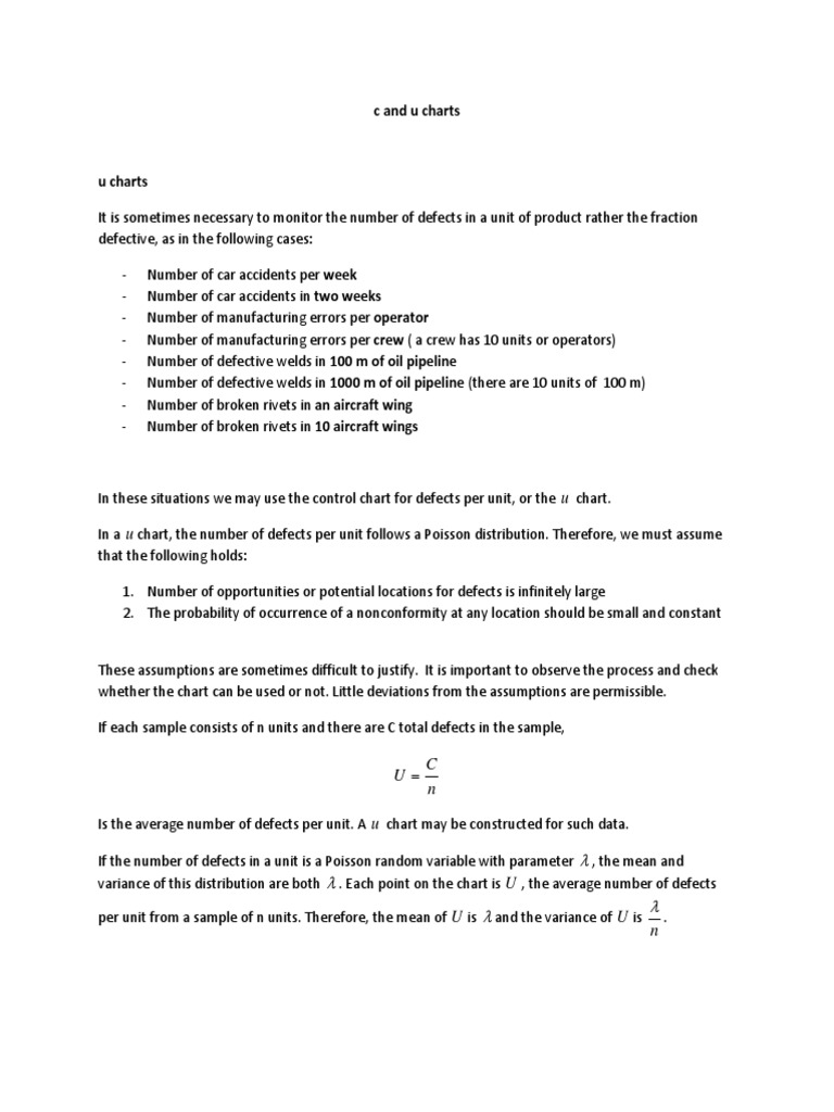 U and C Control Charts Explained | PDF
