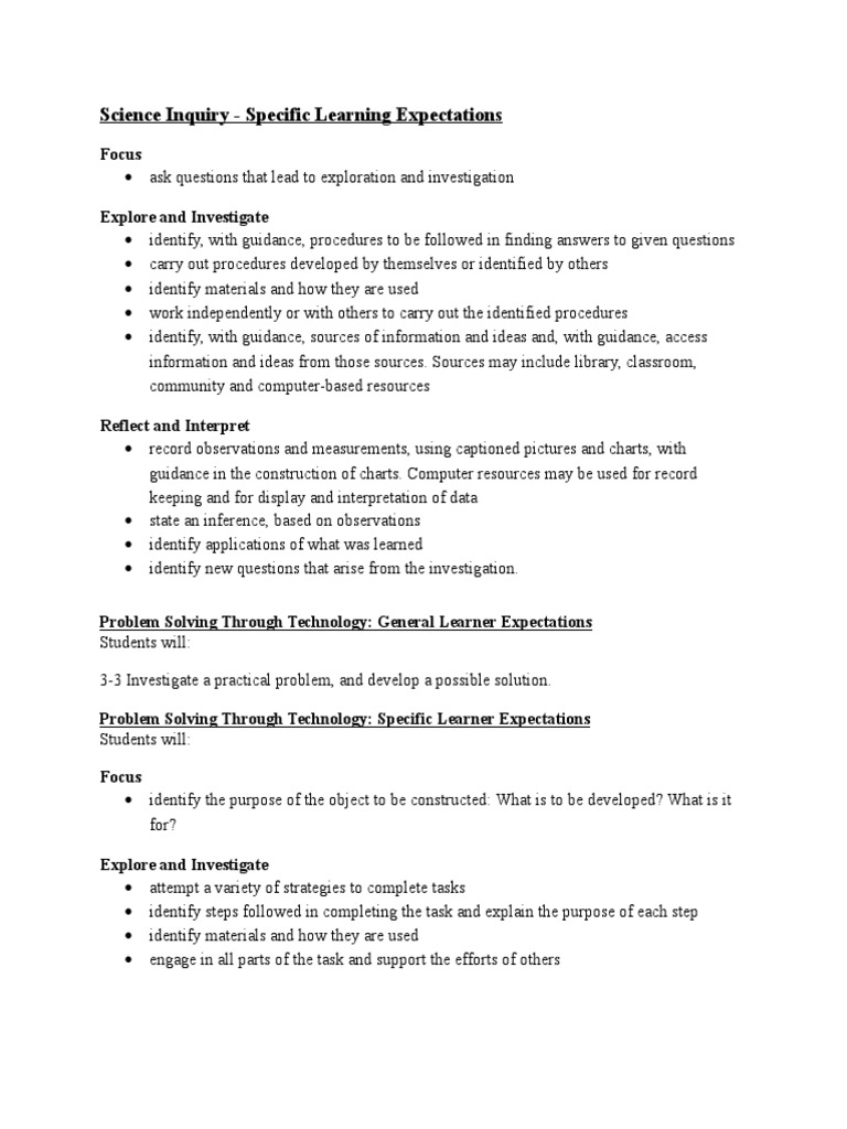 Science Outcomes | Download Free PDF | Learning | Science