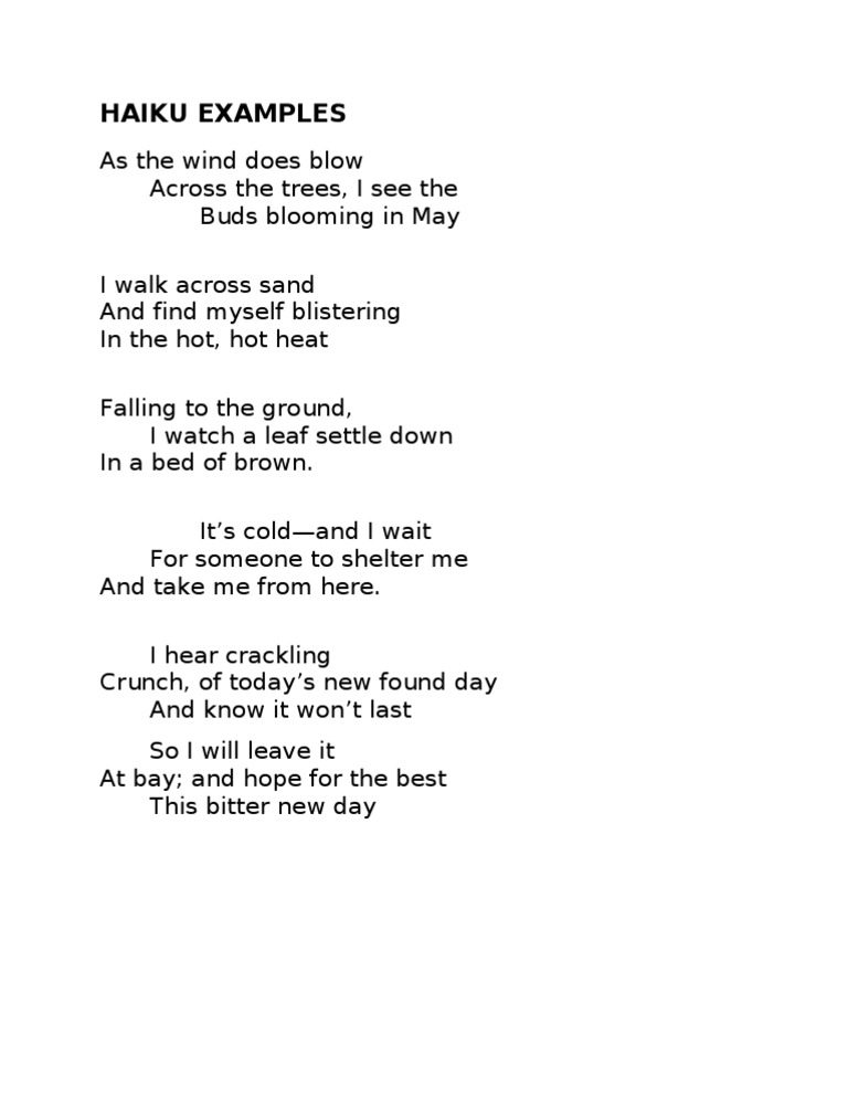 Haiku Examples | PDF