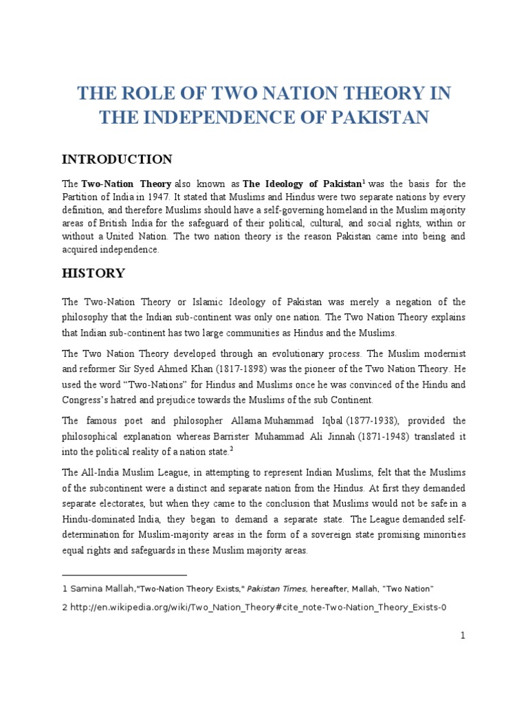 The Two Nation Theory | Two Nation Theory | Muhammad Ali Jinnah