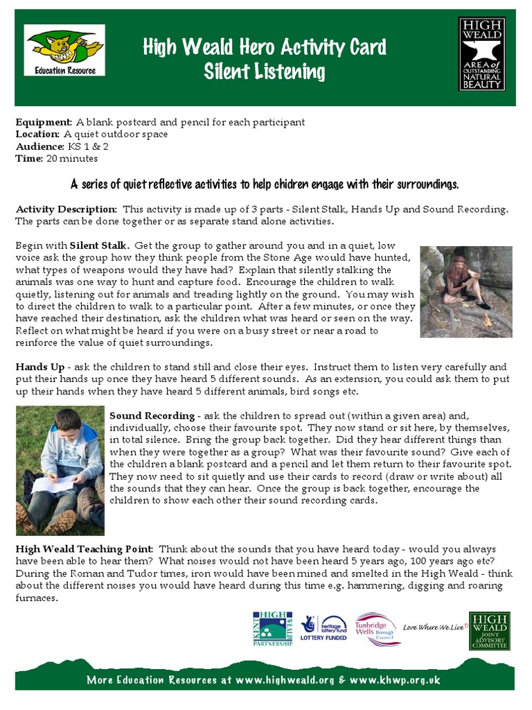 Silent Listening Activity Card | PDF | Language Arts & Discipline