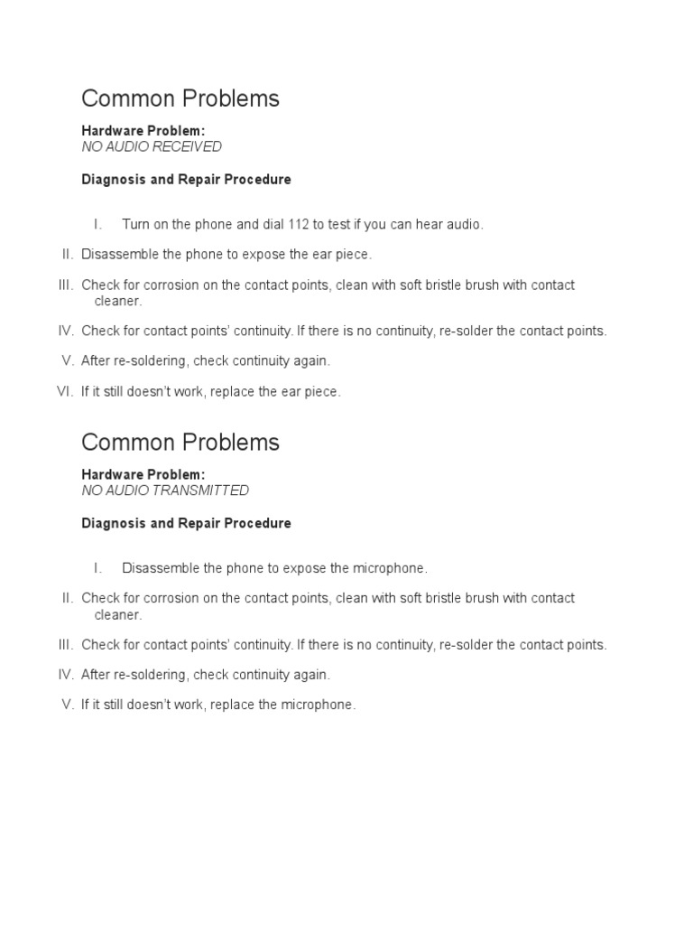 Common Problems: Hardware Problem | PDF