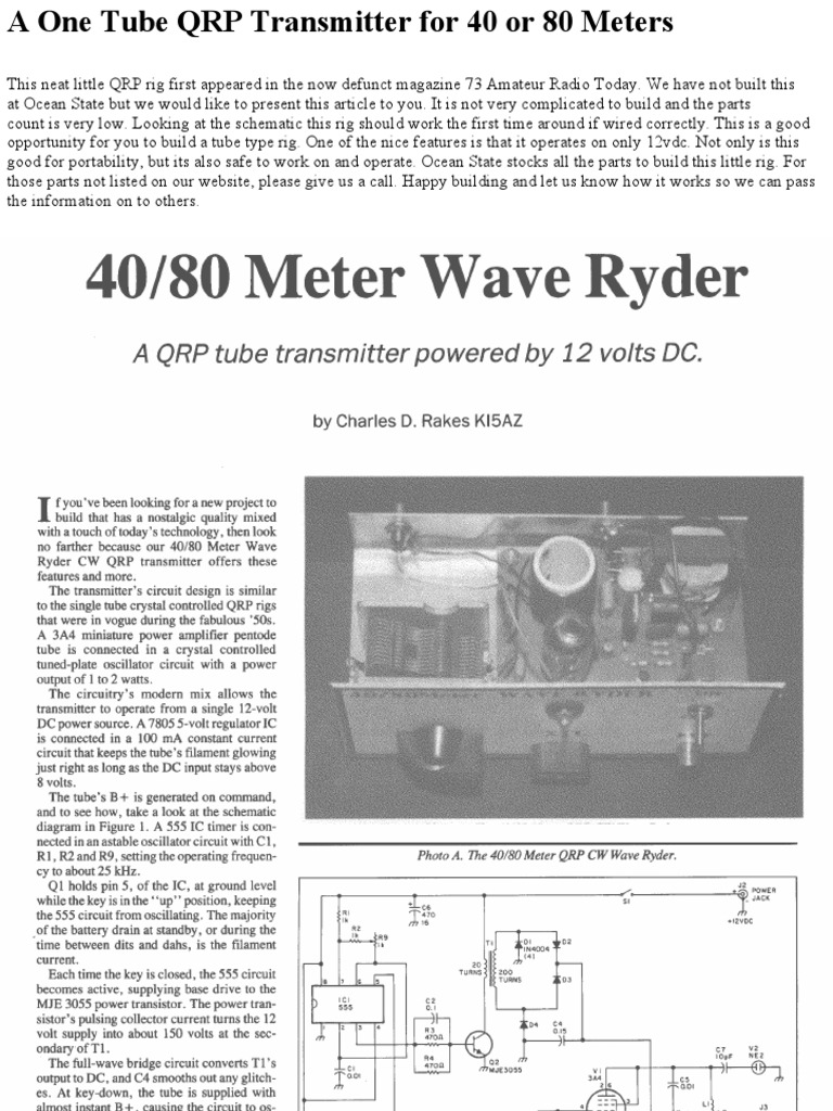 A One Tube QRP Transmitter For 40 or 80 Meters | PDF