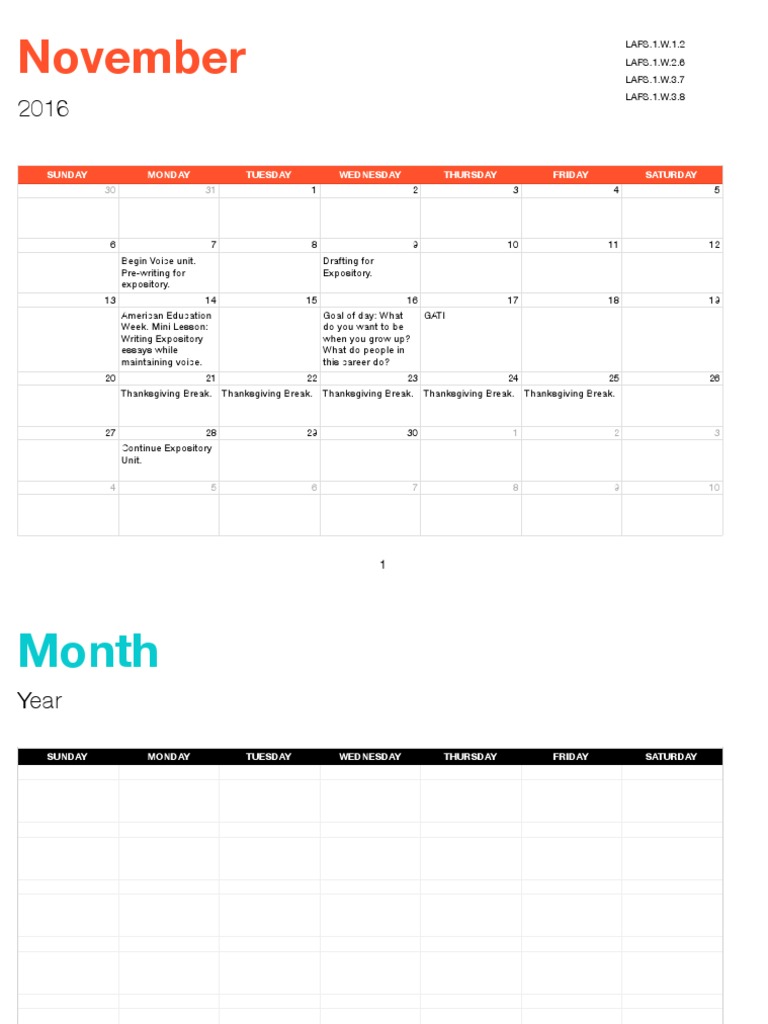 November: Sunday Monday Tuesday Wednesday Thursday Friday Saturday | PDF