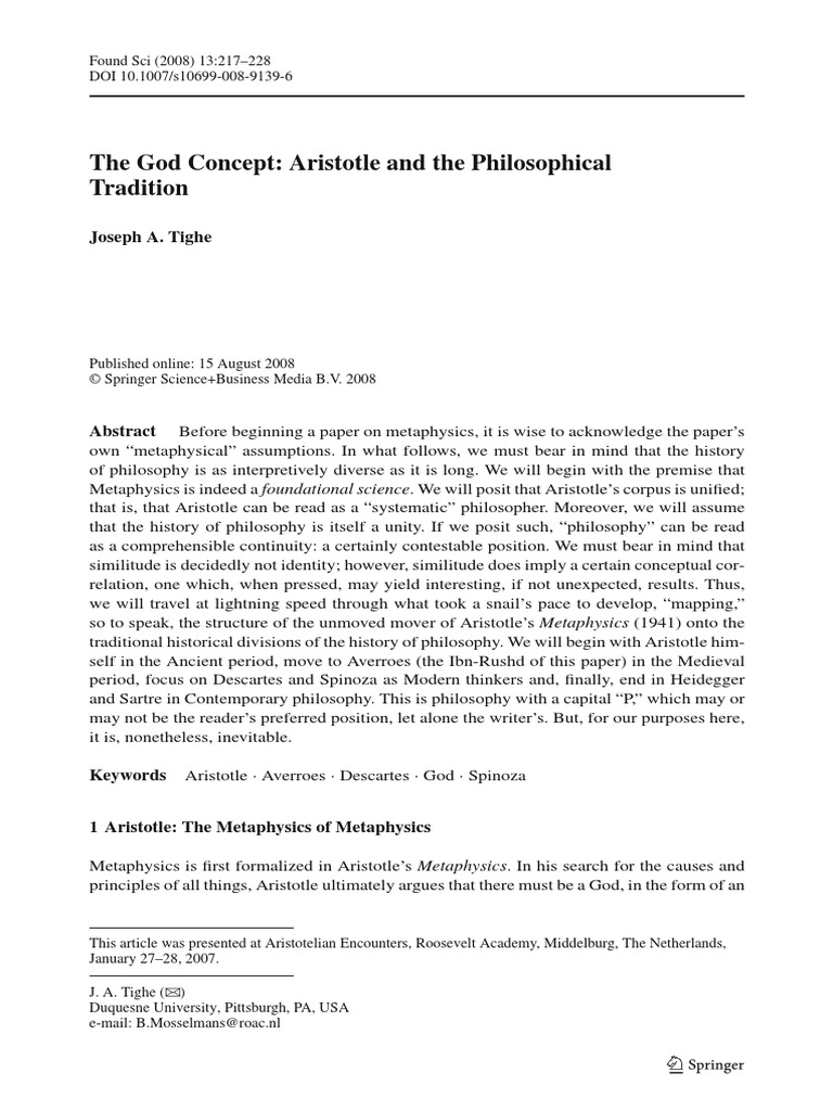 The God Concept of Aristotle PDF | PDF | Substance Theory | Metaphysics