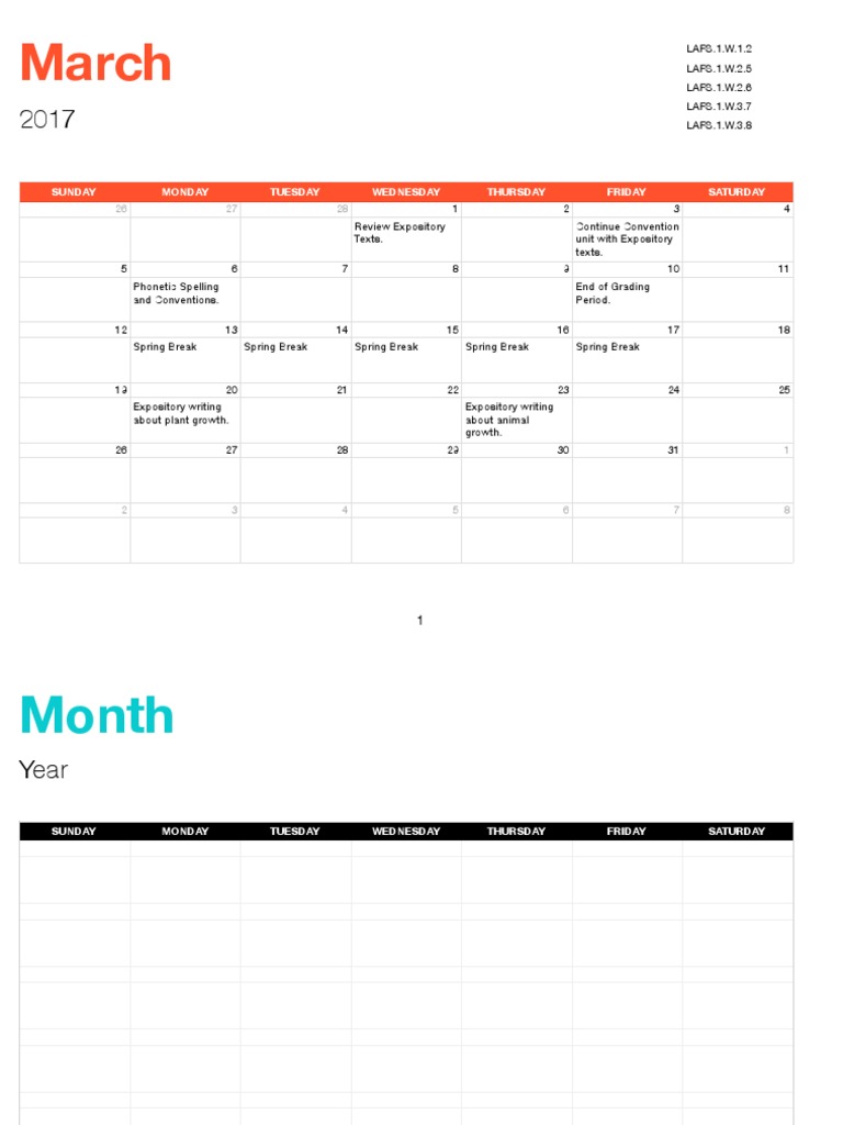 March: Sunday Monday Tuesday Wednesday Thursday Friday Saturday | PDF