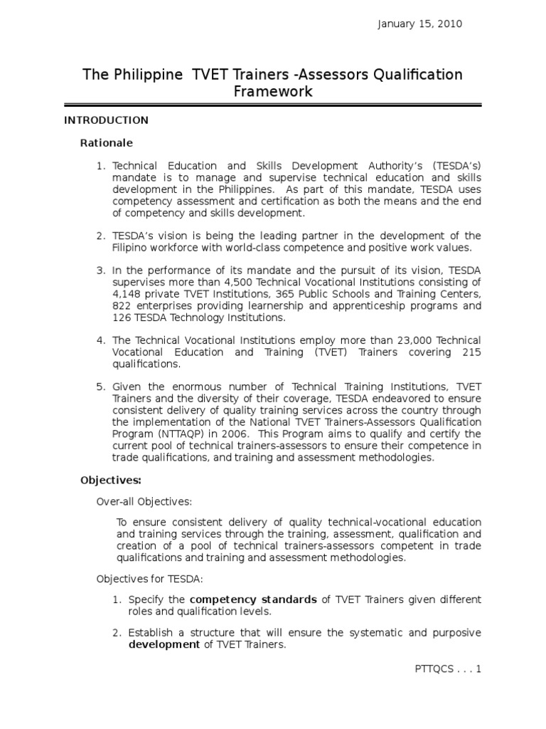 PTTQF | PDF | Vocational Education | Competence (Human Resources)