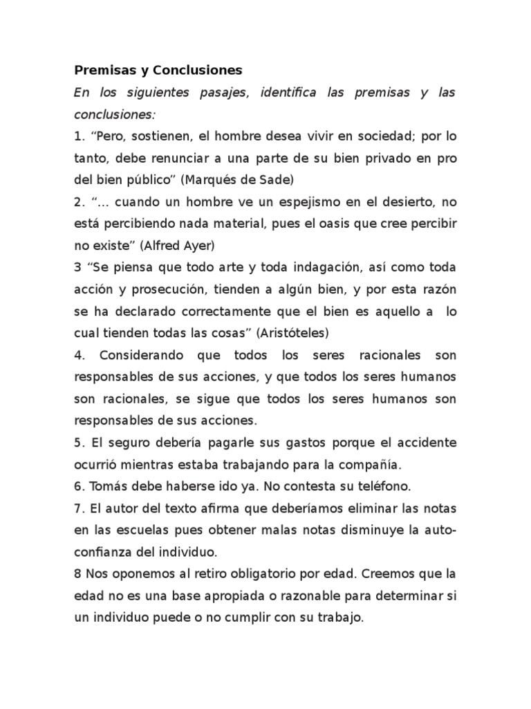 Premisas y Conclusiones | PDF | Razón | Epistemología