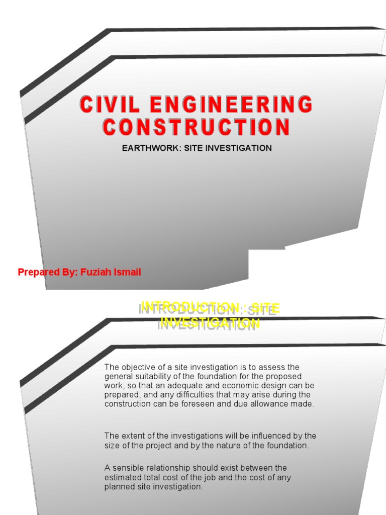 Site Investigation for Earthwork Foundations | PDF | Soil ...