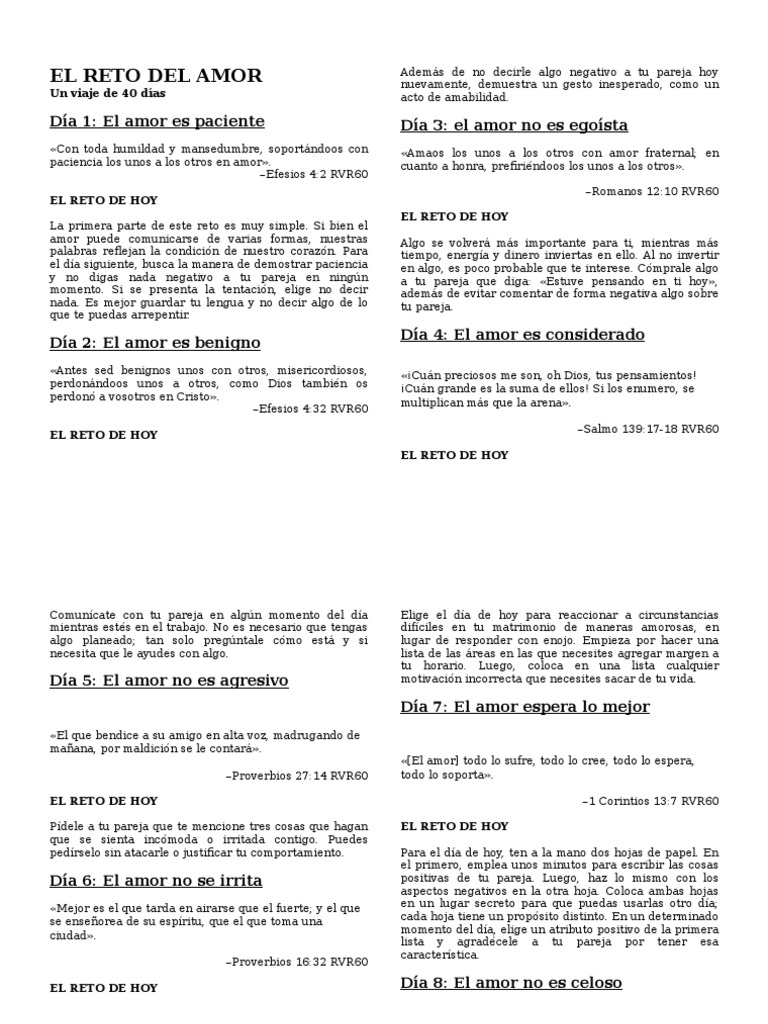 Reto del Amor en 40 Días | PDF | Amor | Oración