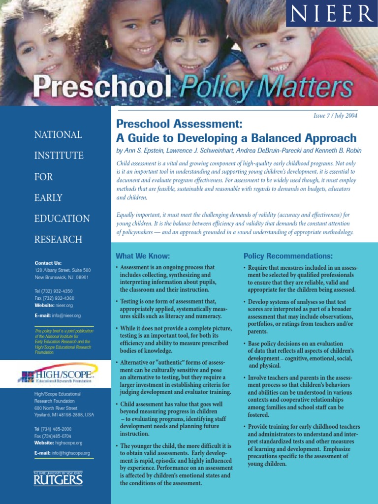 Preschool Assessment: A Guide To Developing A Balanced Approach | PDF ...