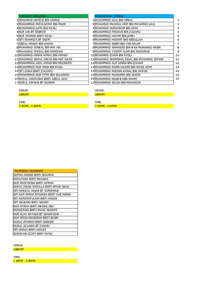 Library Schedule for Students | PDF