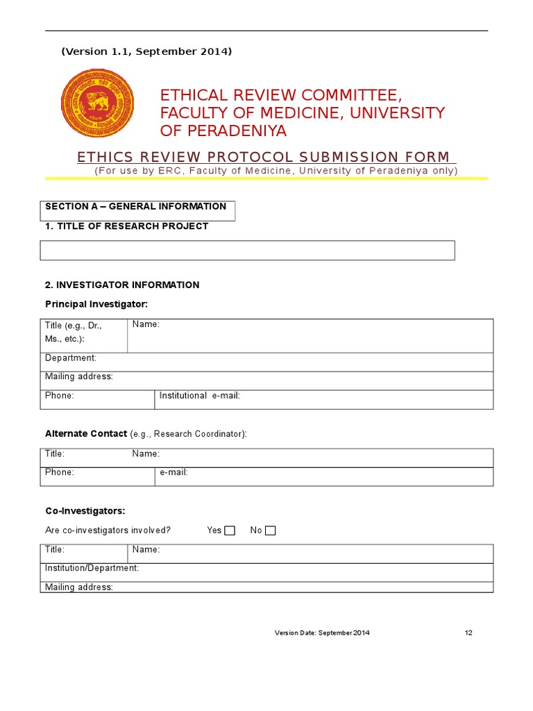 New Ethical Review Submission Form | Download Free PDF | Personally ...