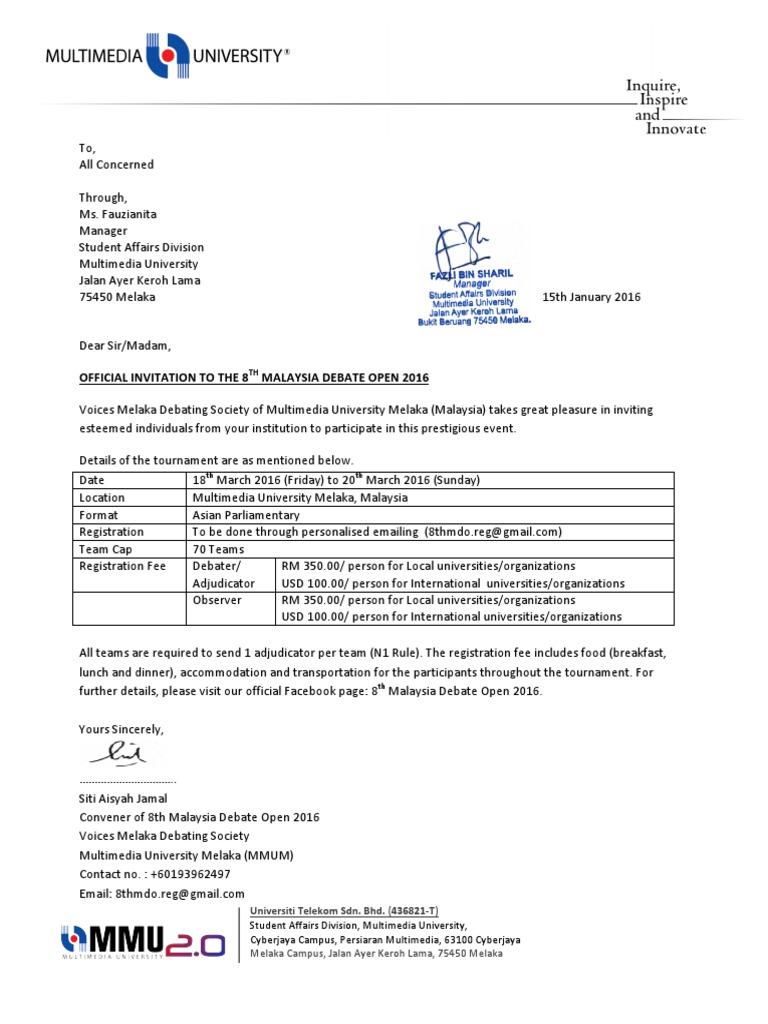 INVITATION MDO 8th MDO 2016 General Invitation Letter | PDF