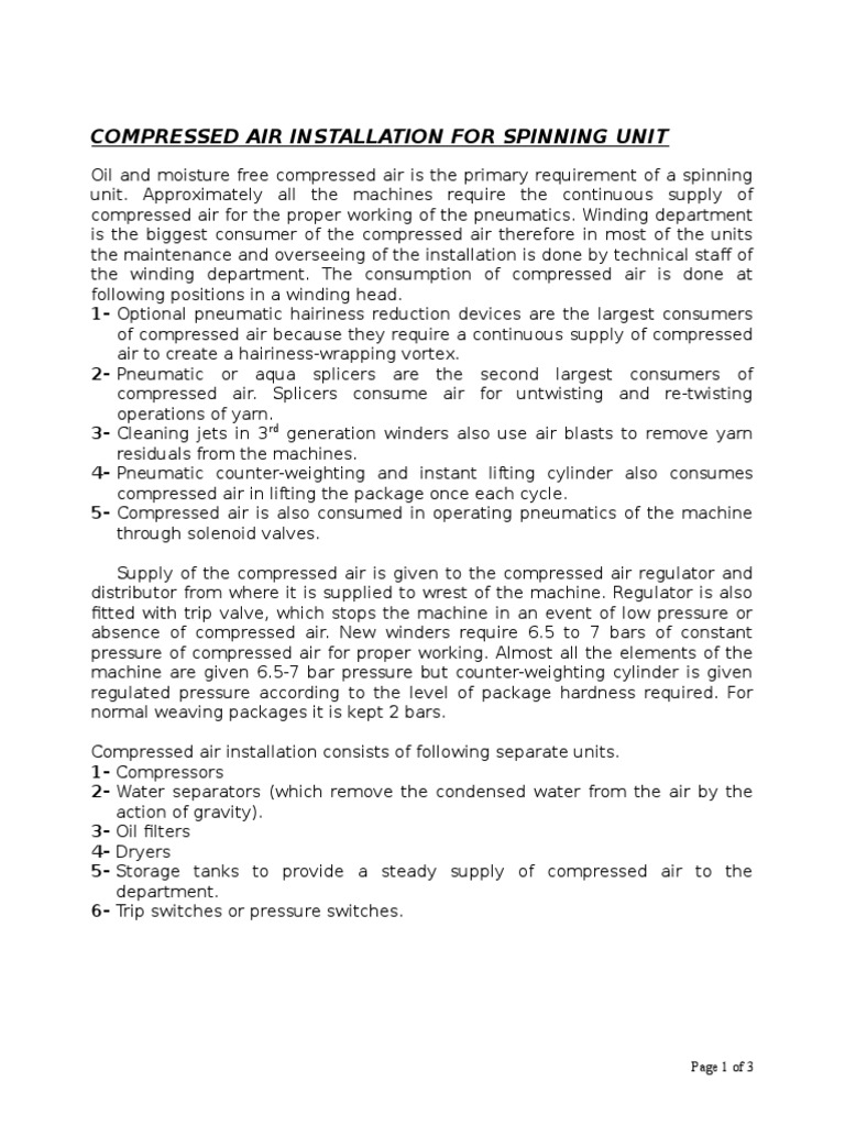 Compresses Air Installation | PDF | Gas Compressor | Gases