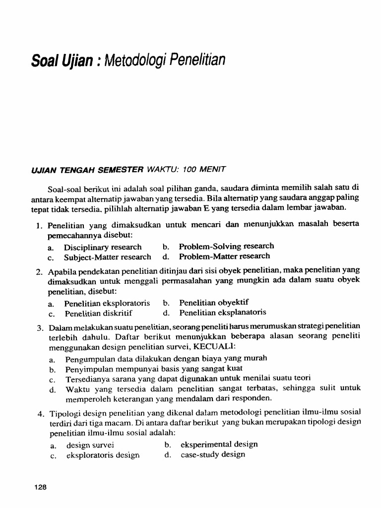 Soal - Ujian Metlit PDF | PDF