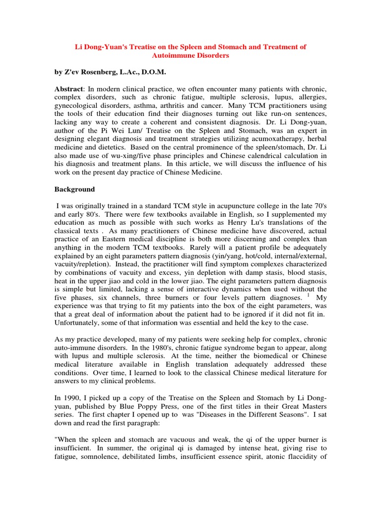 Li Dong-Yuan's Insights on Autoimmunity | PDF | Traditional Chinese ...