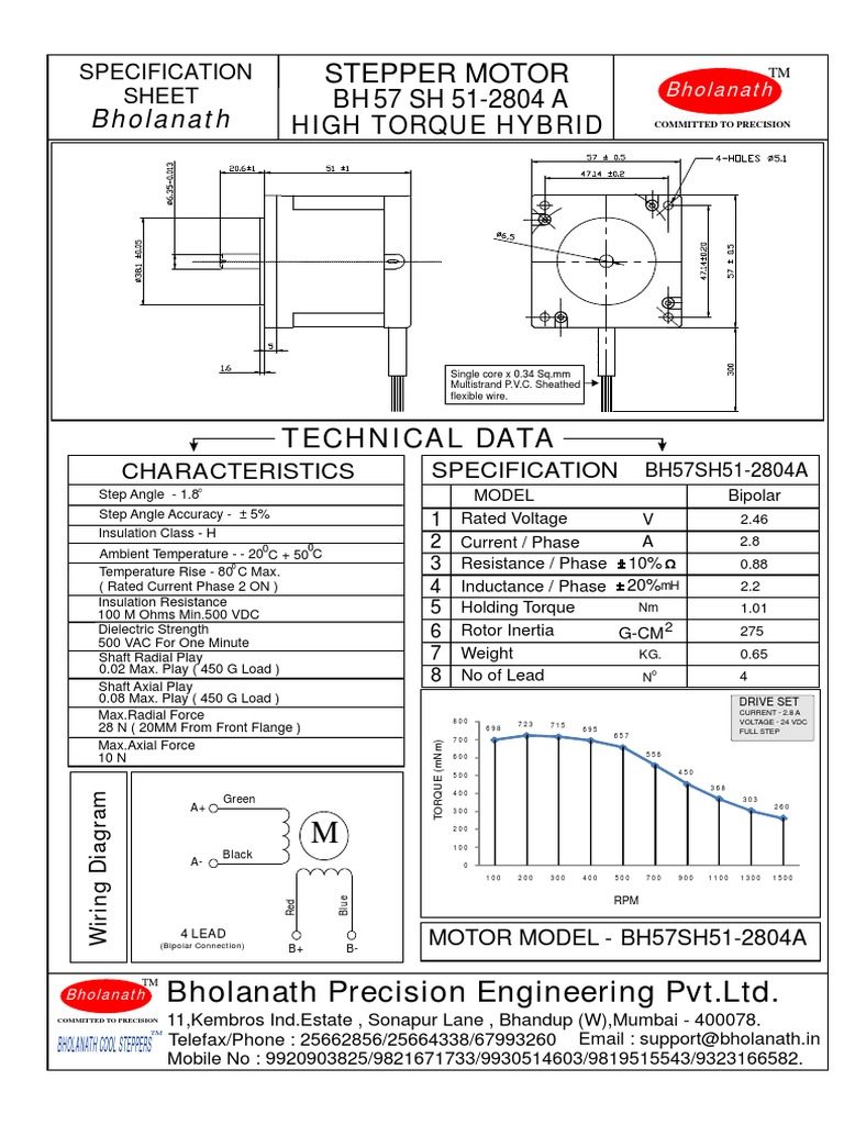 High Torque Hybrid Stepper Motor Specs | PDF