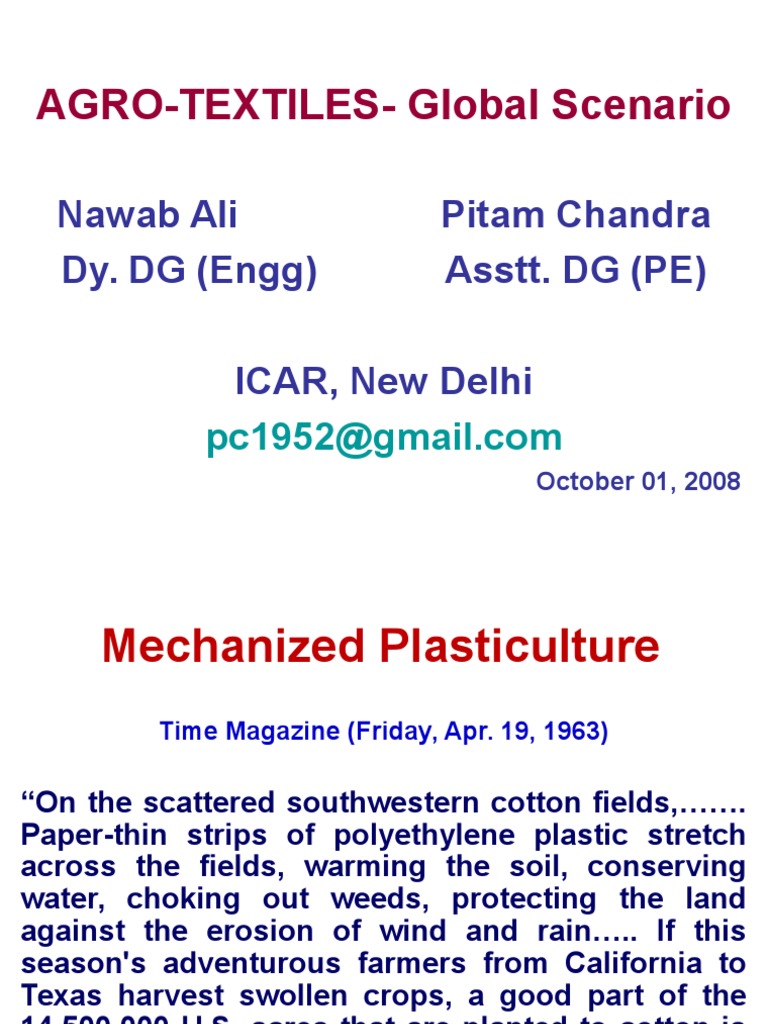 AGROTECH - Global Scenario | PDF | Textiles | Agriculture