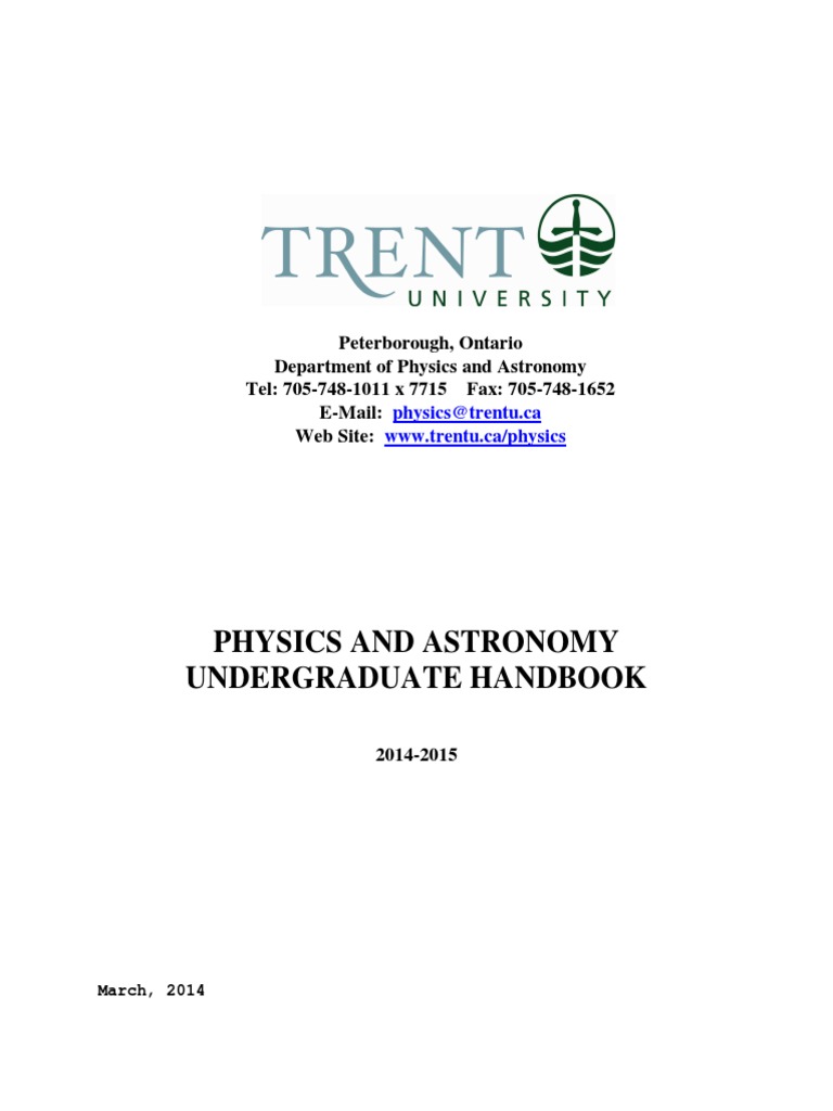 Trent - Astro & Phy Undergrad Handbook | PDF | Postgraduate Education | Teaching Mathematics