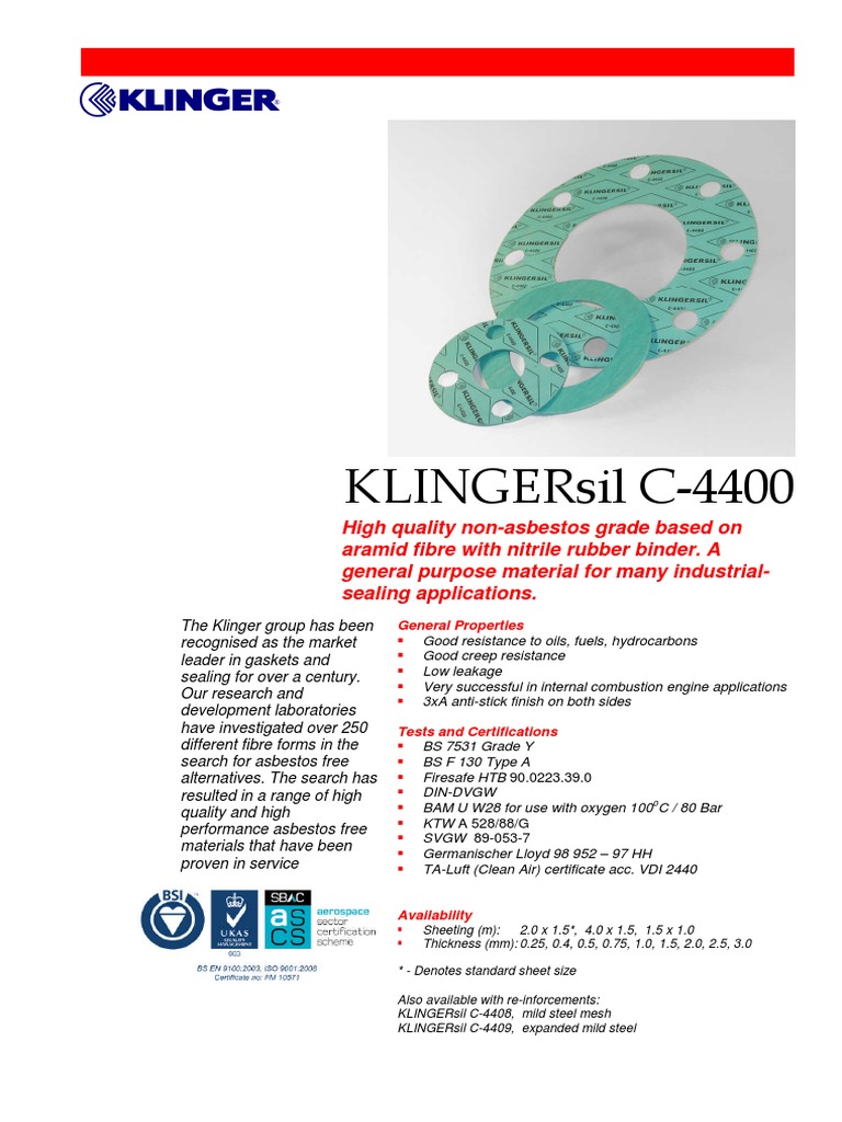 Klingersil C 4400 | PDF | Chemistry | Industries