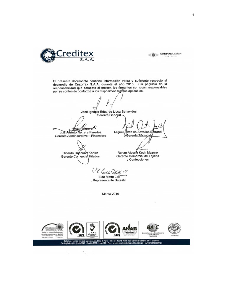 Creditex S A A-Memoria 2015 PDF | PDF | Compartir (Finanzas) | Mercado ...