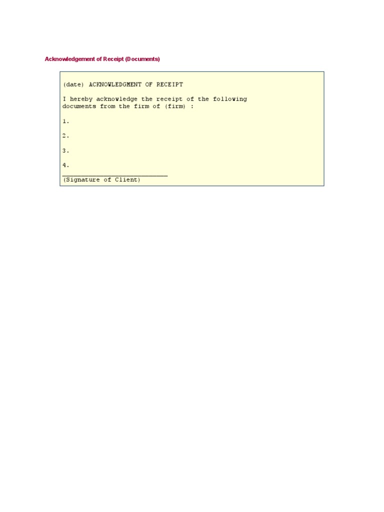 Acknowledgement of Receipt (Documents) | PDF
