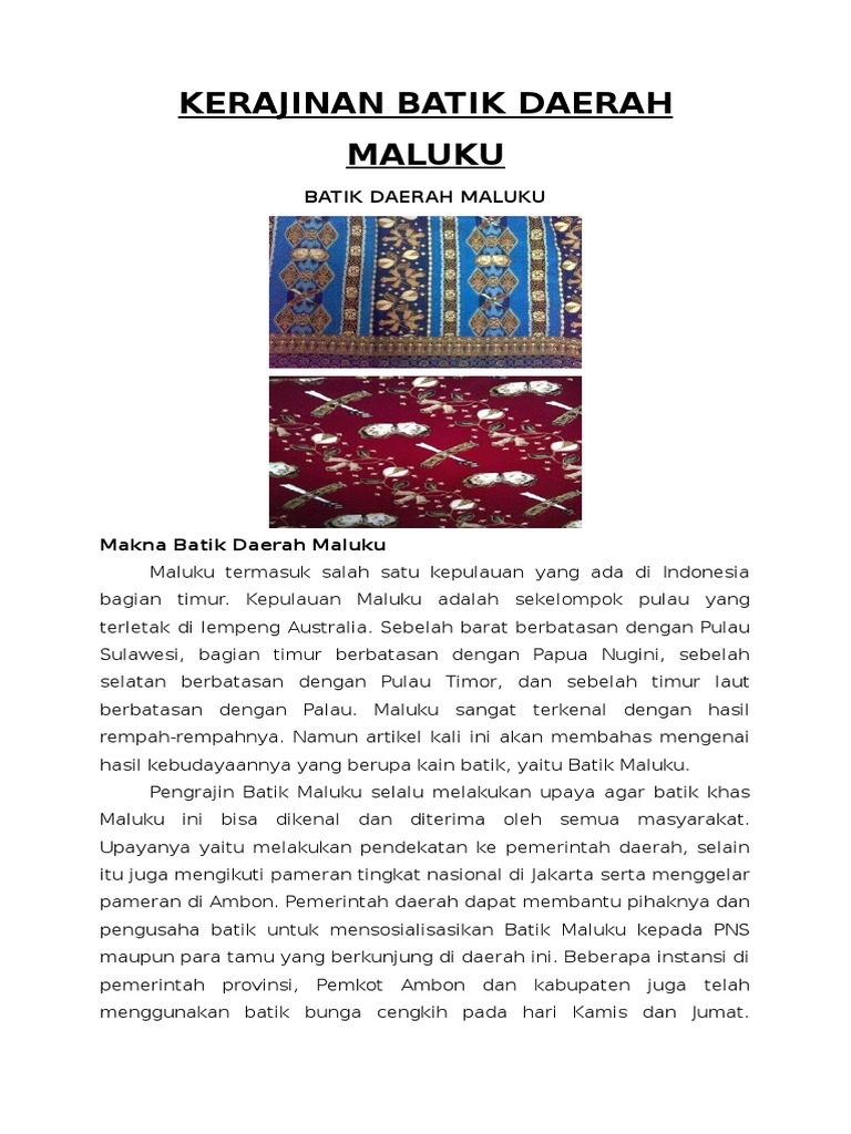 Ummi Kerajinan Batik Daerah Maluku | PDF