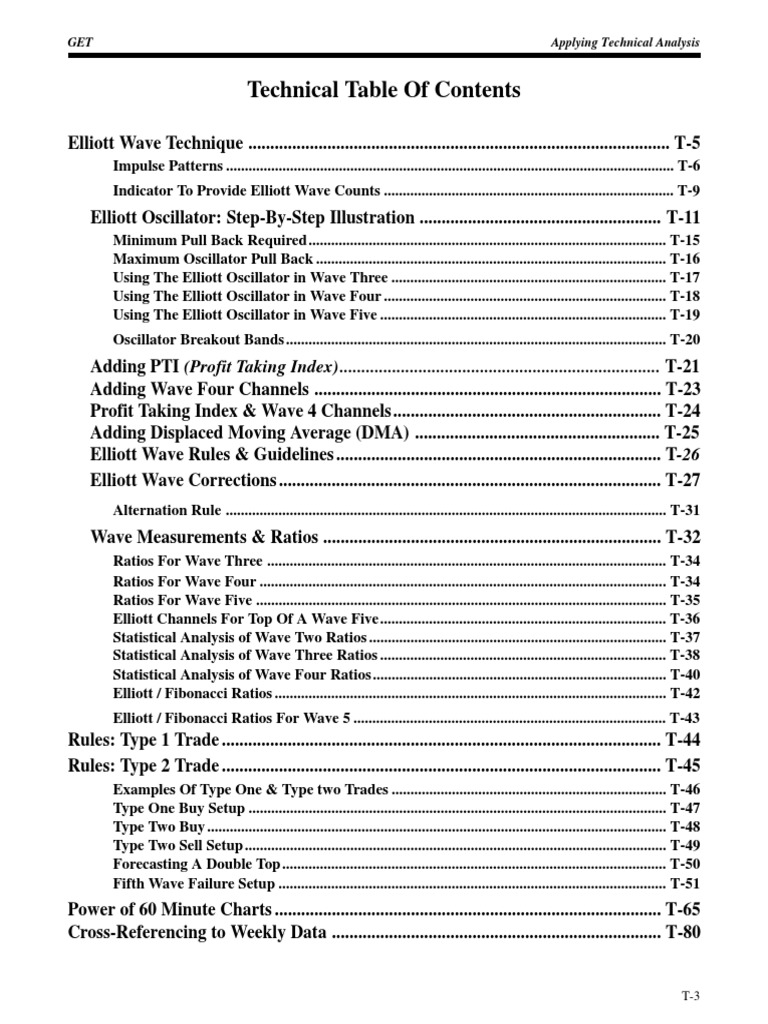 Technical Table of Contents: GET Applying Technical Analysis | PDF ...