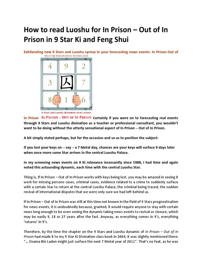 Luo Shu Stars in Prison | Feng Shui | Prison | Free 30-day Trial | Scribd