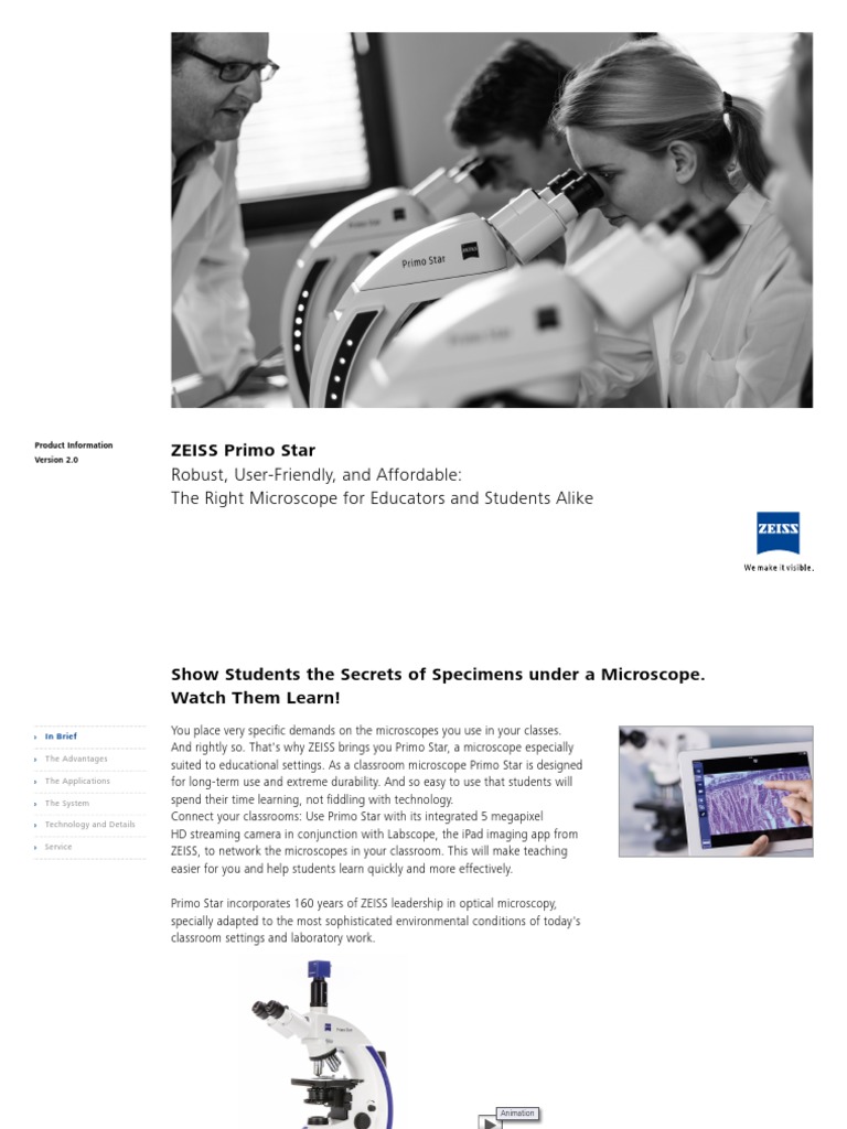 Teaching Microscope Zeiss Primo Star | PDF | Aperture | Power Supply