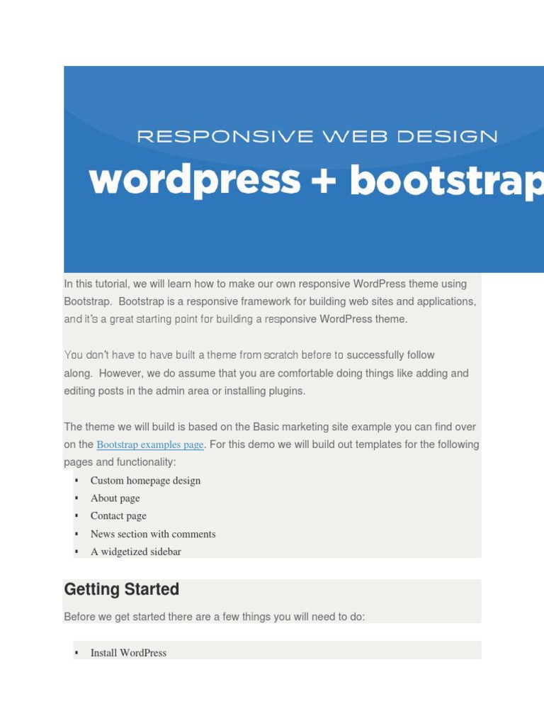 Bootstrap Tutorial | PDF | Word Press | Bootstrap (Front End Framework)