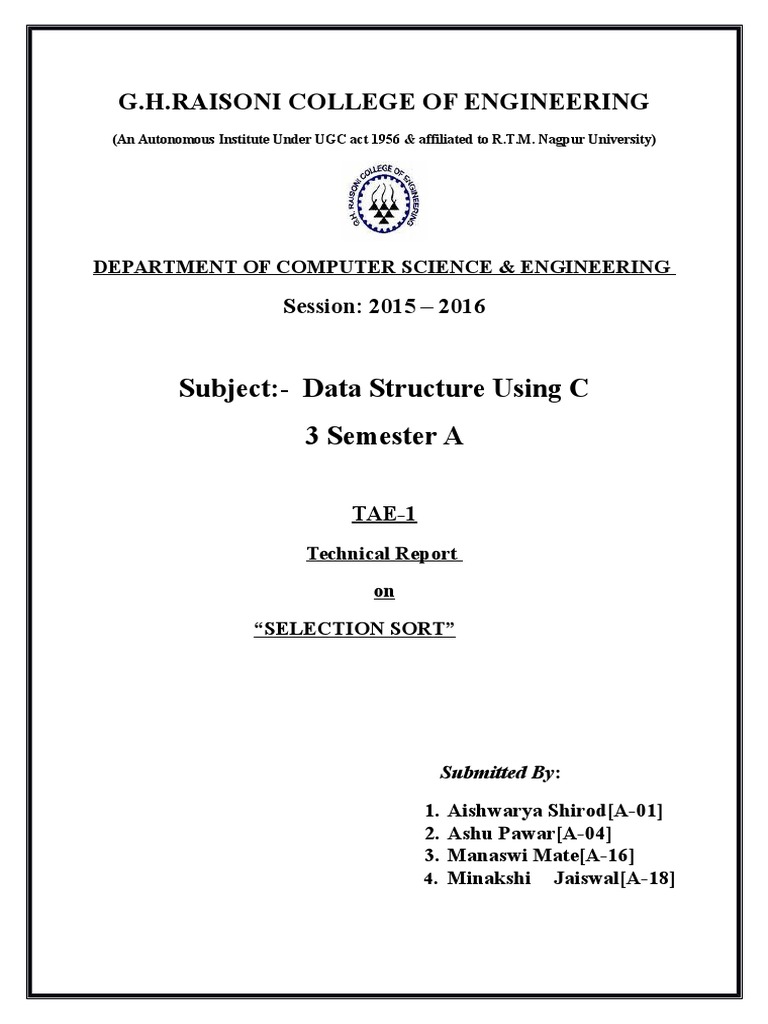 Subject:-Data Structure Using C 3 Semester A: G.H.Raisoni College of ...