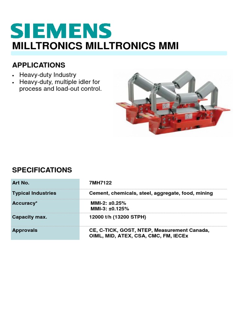 7MH7122 Siemens Milltronics Mmi Belt Scale | PDF