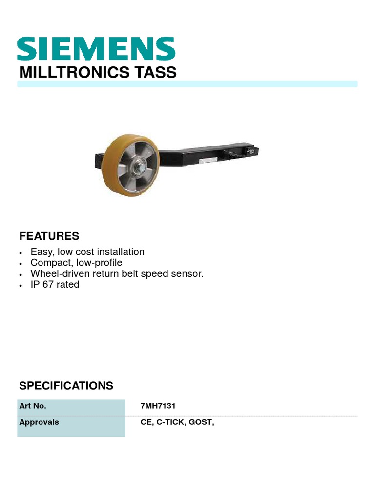 7MH7131 Siemens Milltronics Tass Speed Sensor | PDF