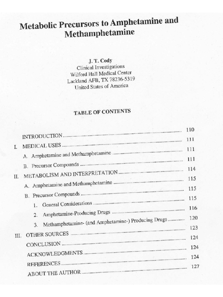 Metabolic Precursors to Amphetamine and Methamphetamine