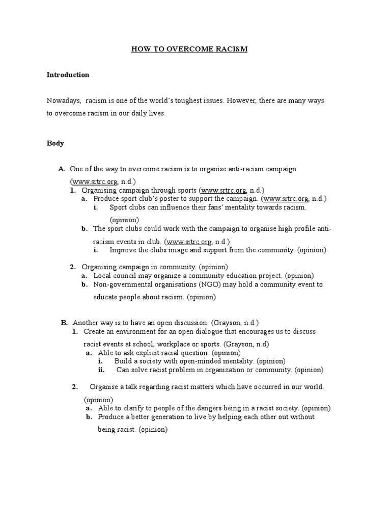 How To Overcome Racism | Download Free PDF | Racism | Discrimination ...