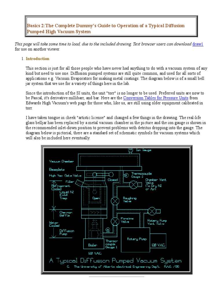 The Complete Dummy's Guide To Operation of A Typical Diffusion Pumped ...