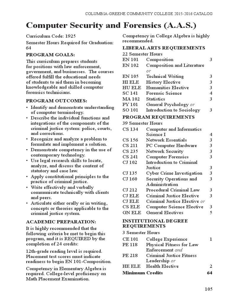 Columbia-Greene Community College Computer Security and Forensics ...